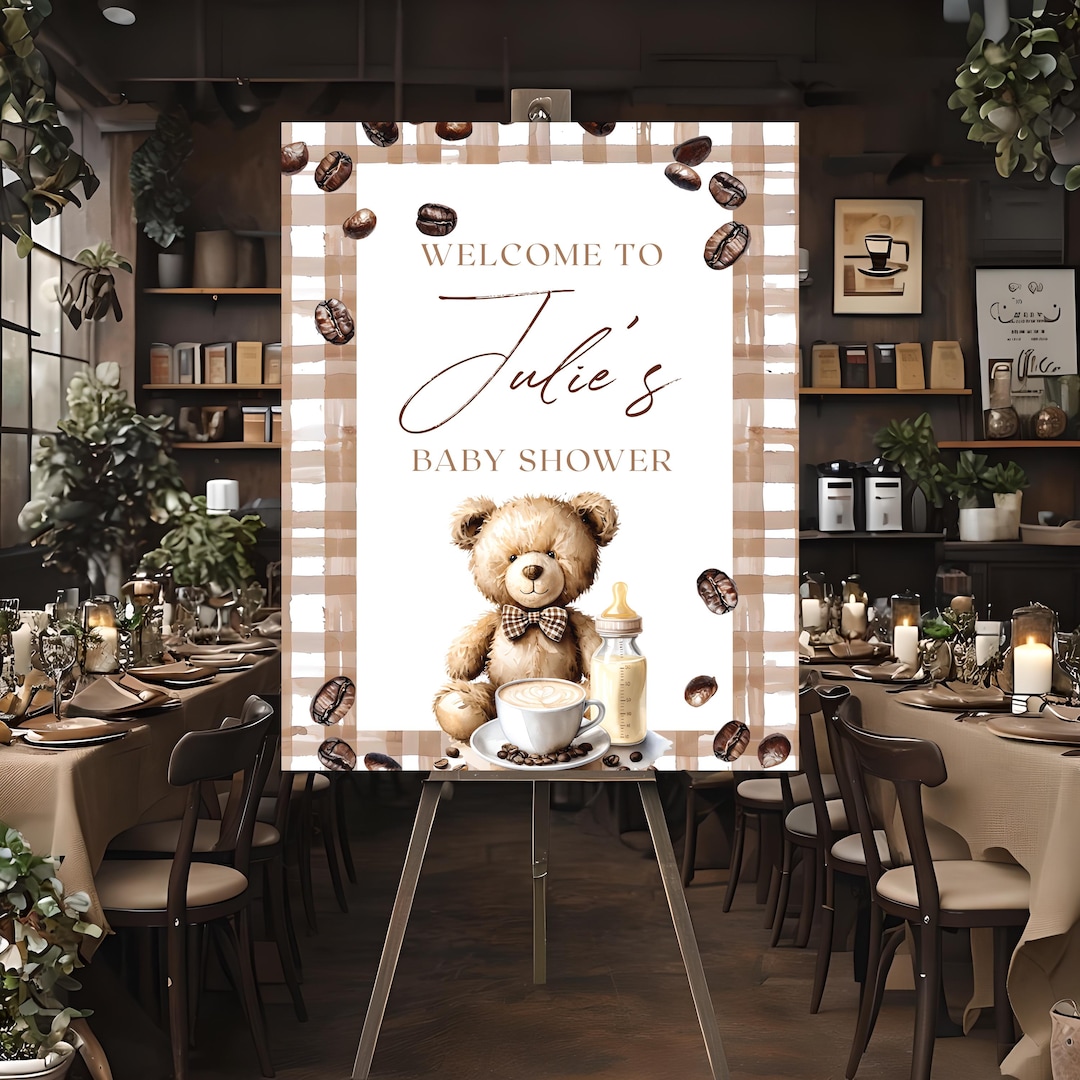 Editable A Baby is Brewing Coffee Theme Baby Shower Welcome Sign ...