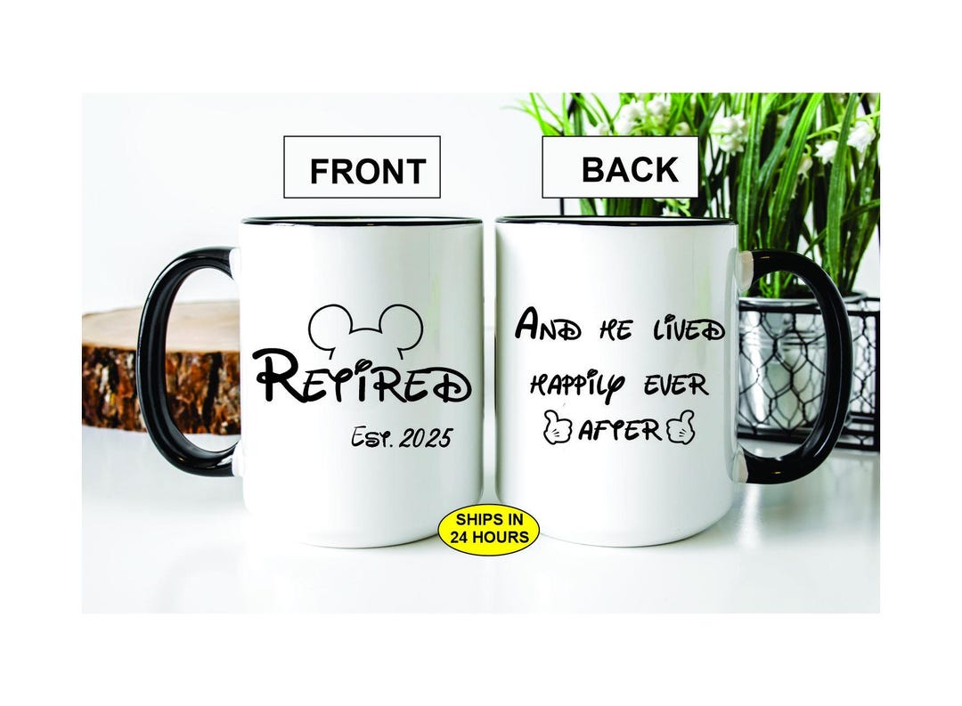Personalized Mickey Retirement Mug - and He Lived Happily Ever After ...