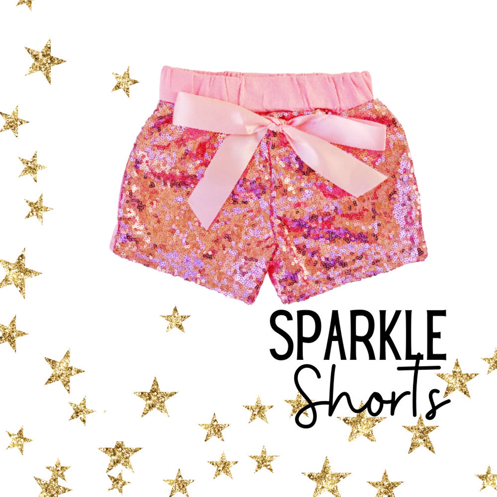 Pink Sparkle Shorts Girls Sparkle Sequin Shorts Pink Glitter - Etsy