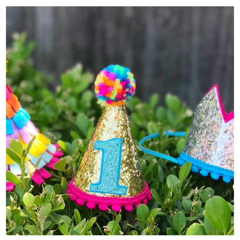 Custom Birthday Hat Glitter Miniature Party Hat Birthday | Etsy