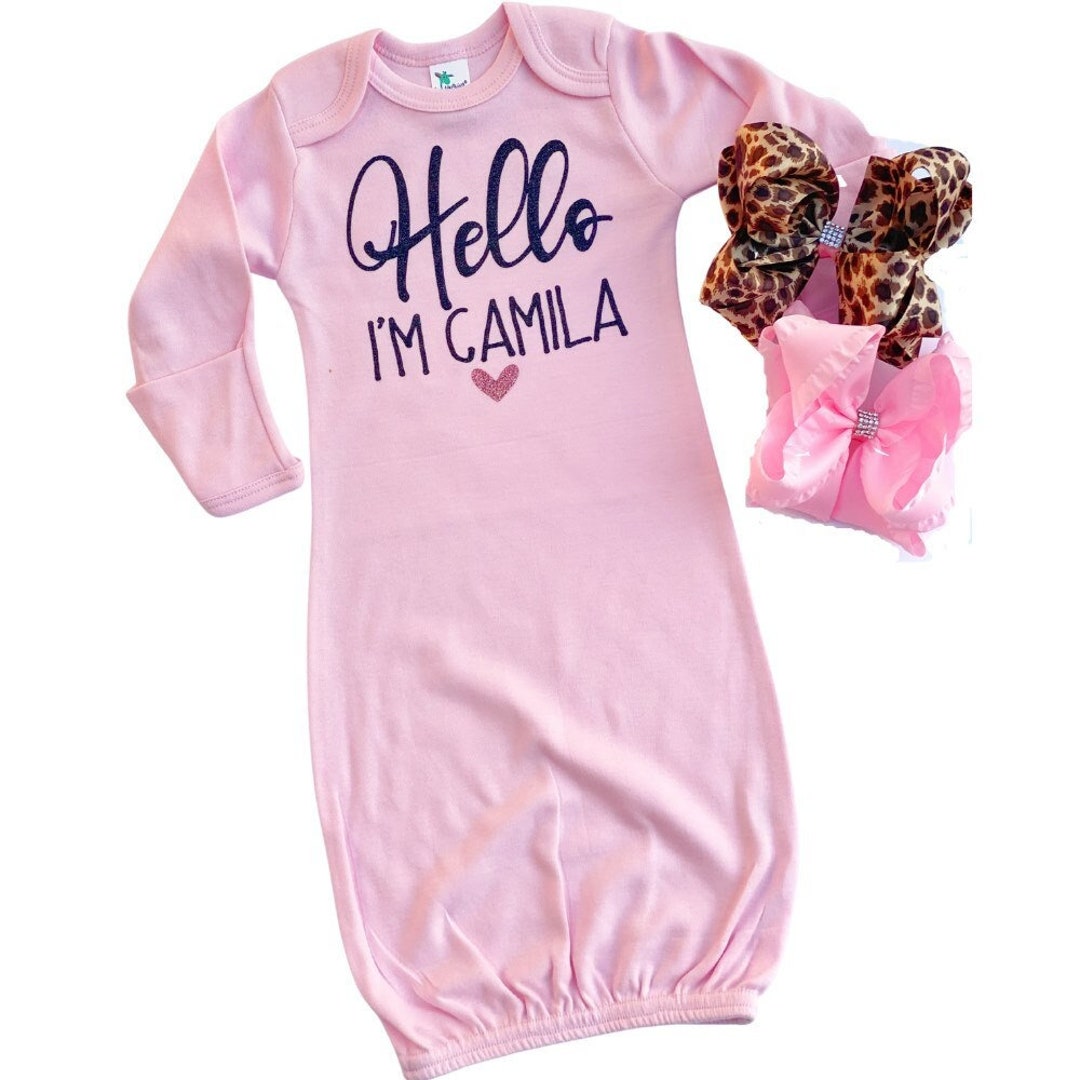 Personalized Newborn Outfit, Newborn Gown for Baby Girl, Take Home ...