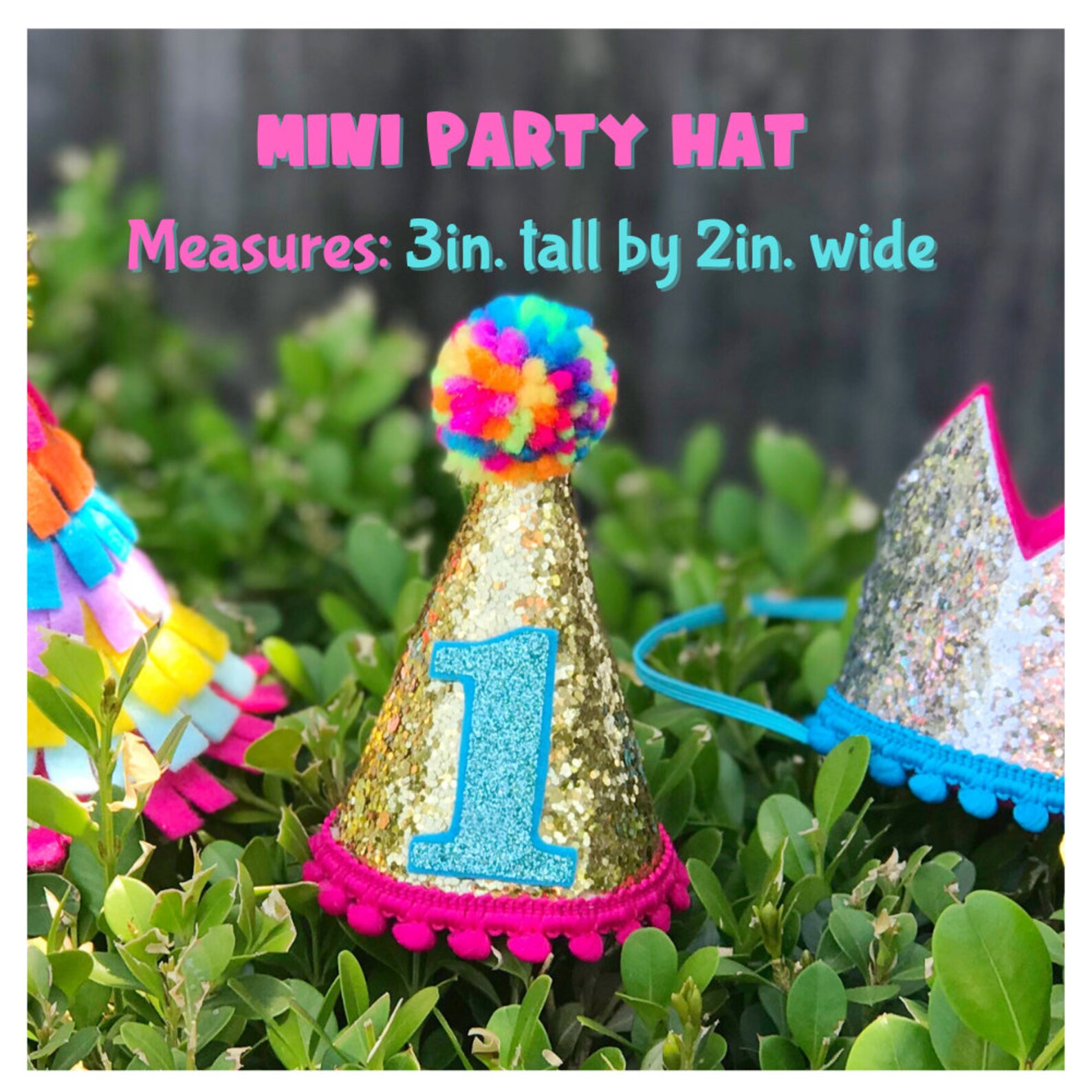 Custom Birthday Hat Glitter Miniature Party Hat Birthday - Etsy