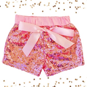 Pink Sparkle Shorts, Girls Sparkle Sequin Shorts, Pink Glitter Shorts ...