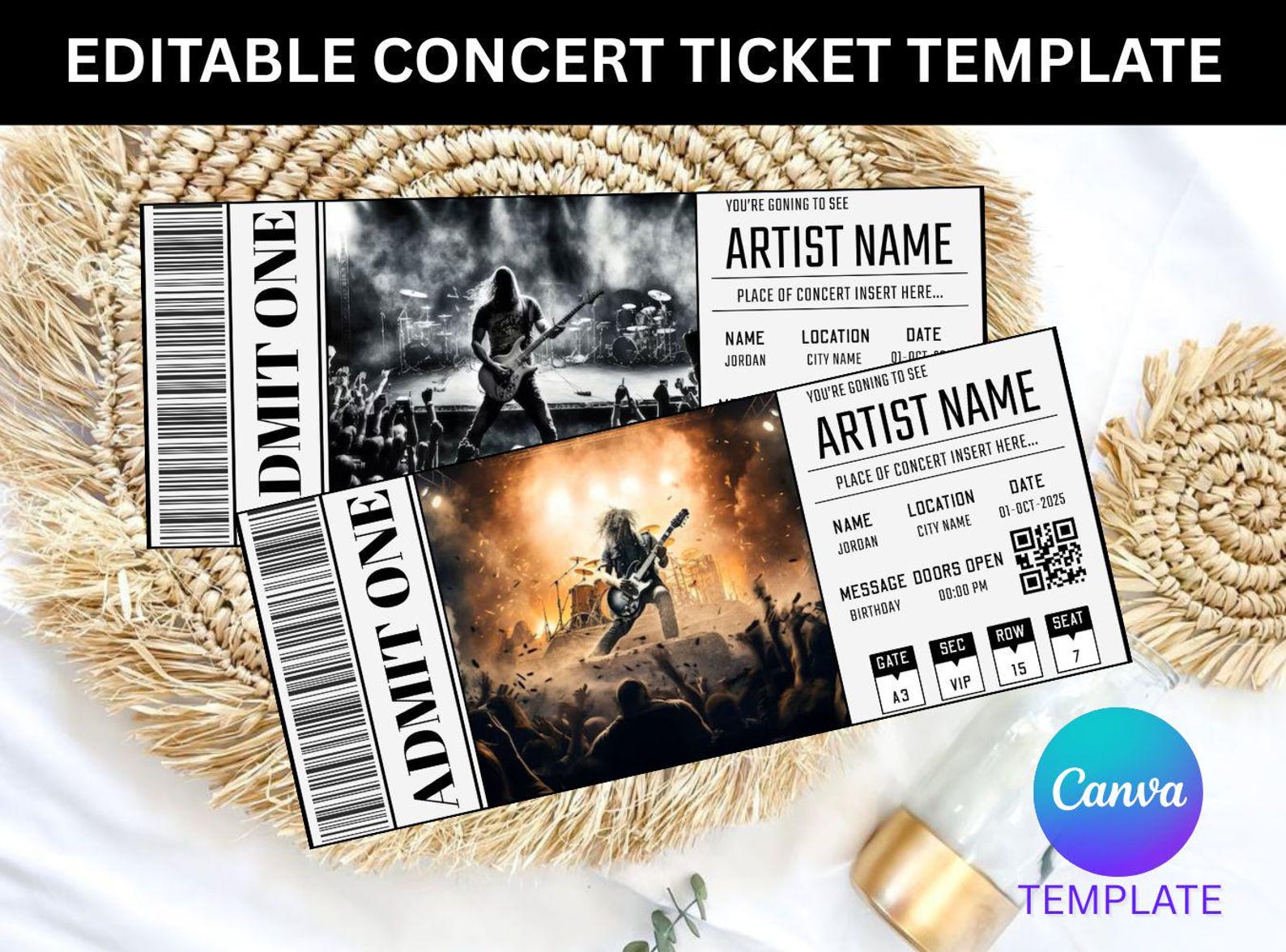 Customizable Concert Ticket Template, DIY Gift (digital Download) - Etsy