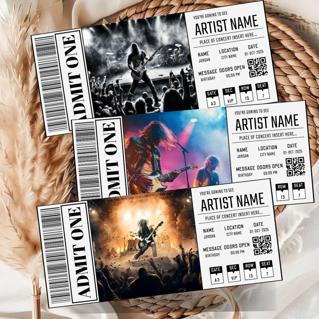 Customizable Concert Ticket Template, DIY Gift (digital Download) - Etsy