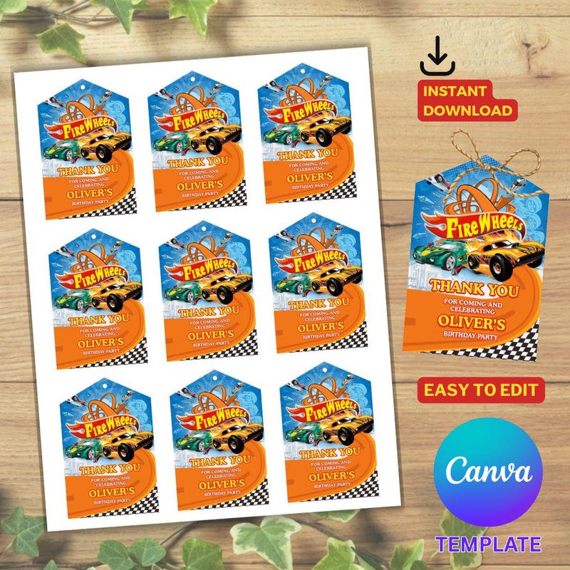 Plantilla de hot wheels para imprimir personalizado - Etsy México