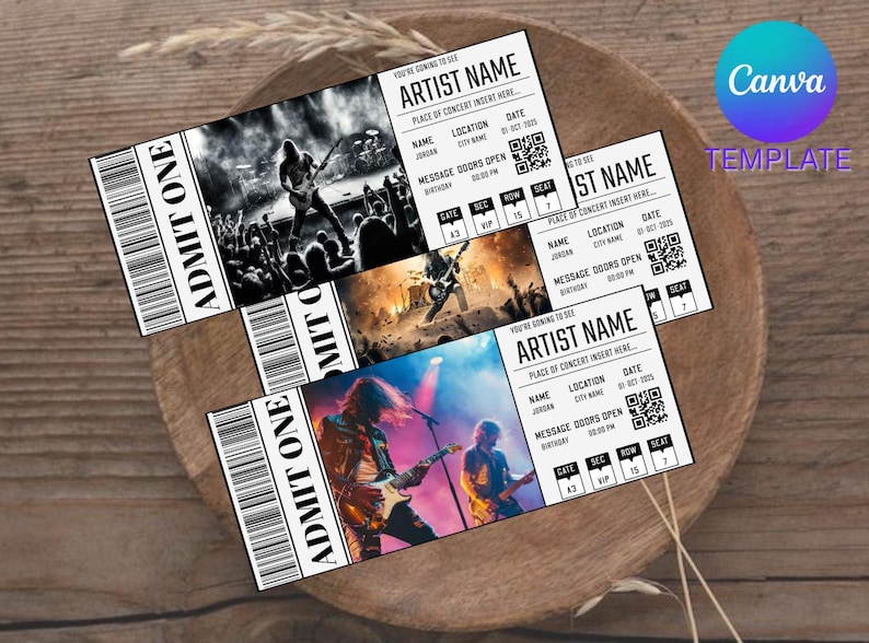 Customizable Concert Ticket Template, DIY Gift (digital Download) - Etsy