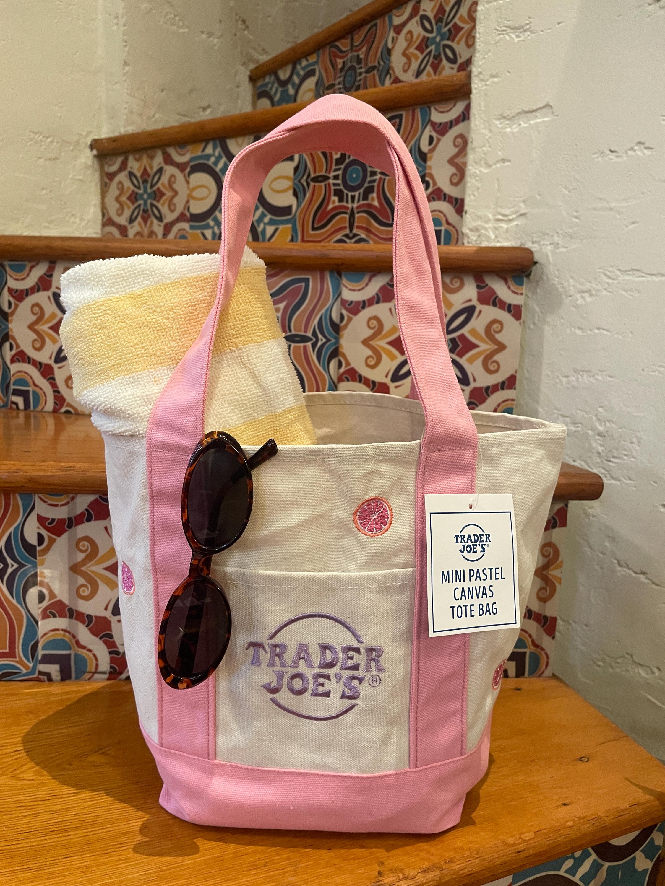 Embroidered Pink Mini Tote Bag - Canvas Tote Bag, Travel Bag, Gift for ...