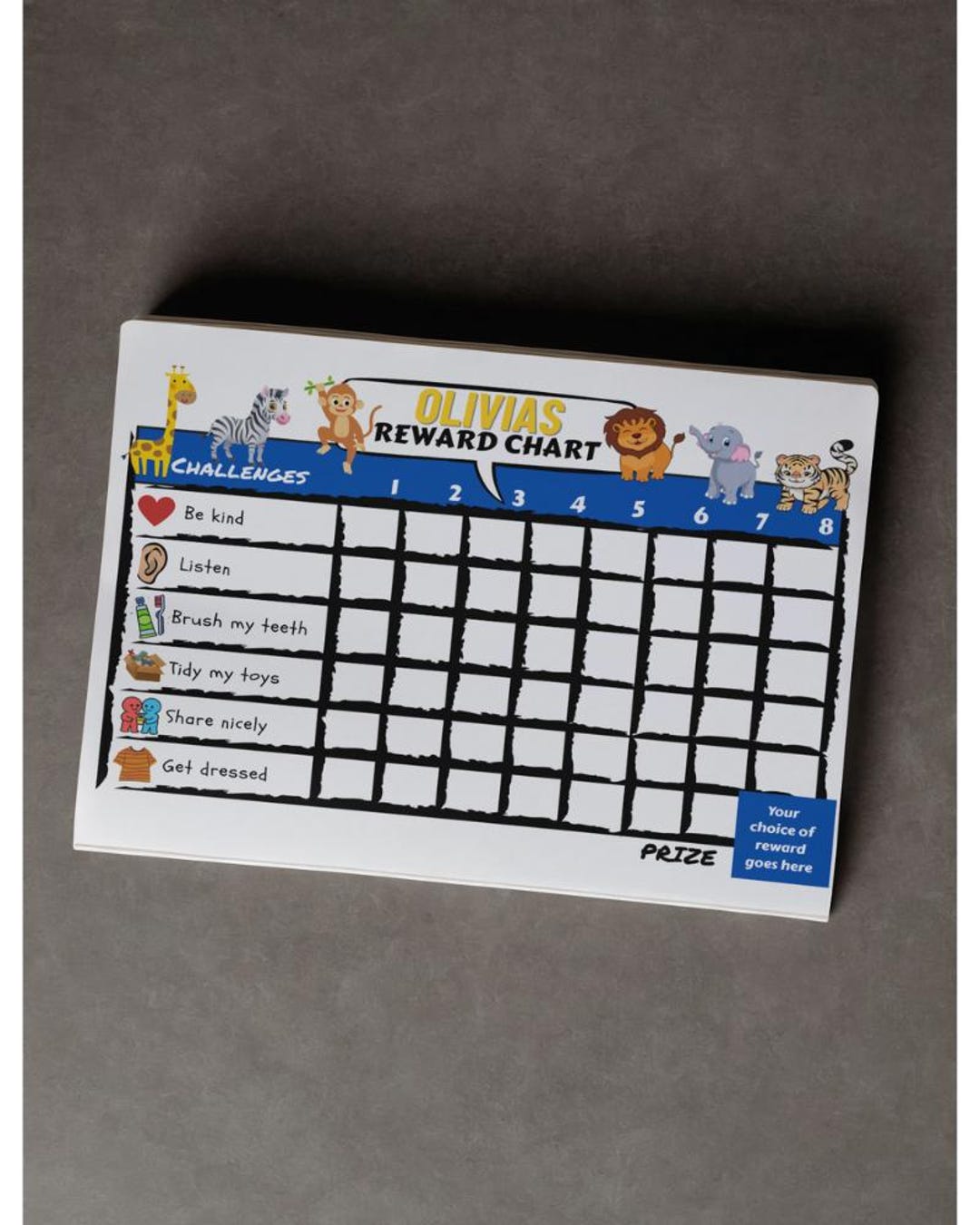 Personalised Jungle Animals Reward Chart | Kids Chore and Behaviour ...