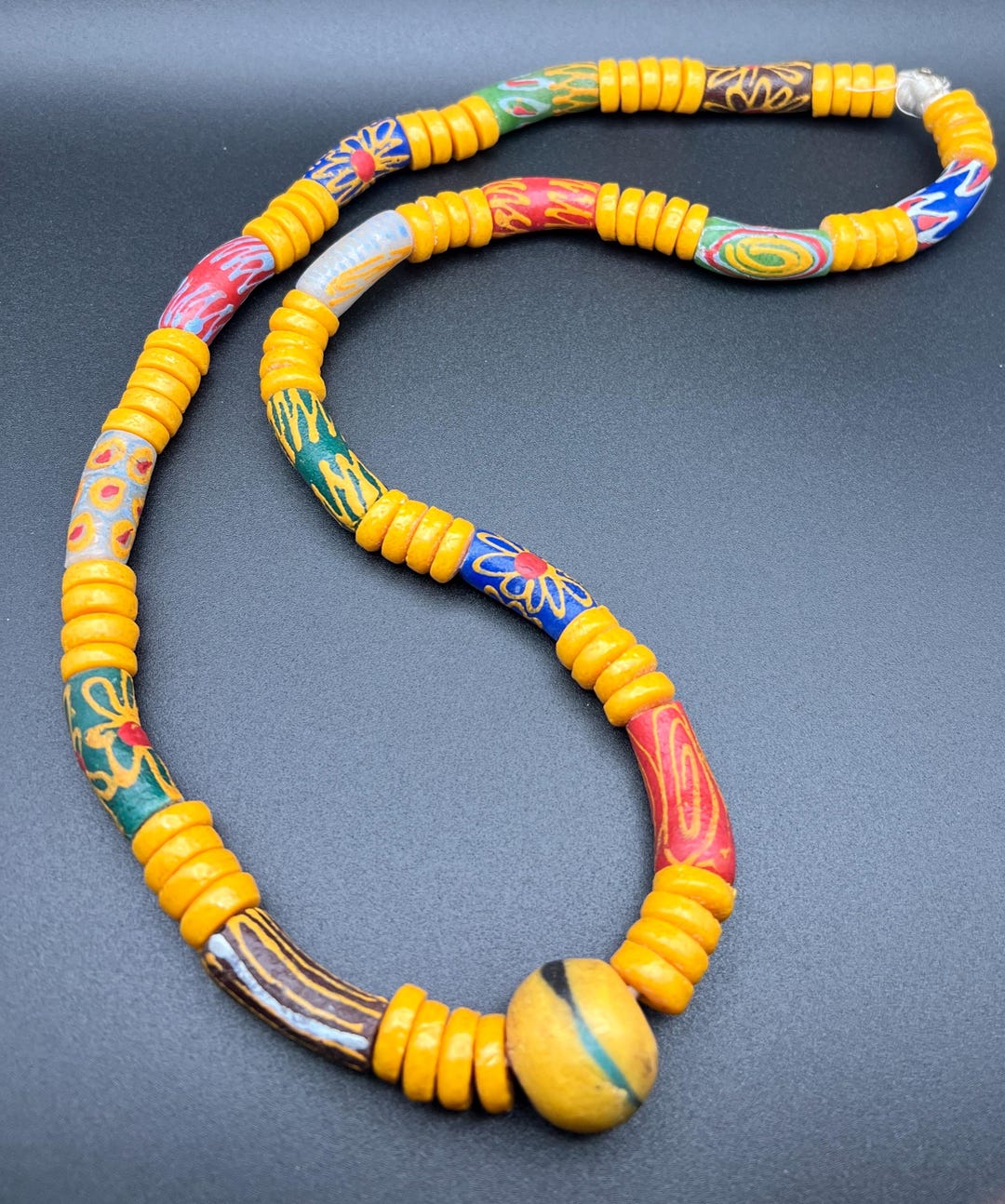 Handmade Ghana Krobo Beads Necklace – African Tribal Jewelry – Bold ...