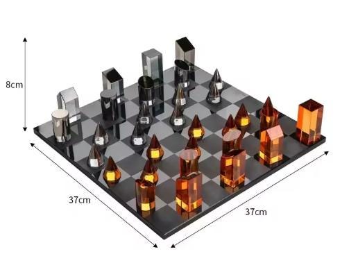 Luxury Crystal Chess Set: Geometric Glass Board Game, Modern Home Decor ...
