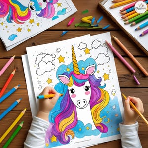 100 Cute Unicorn Coloring Pages for Kids – Magical Printable PDF, Fairy ...