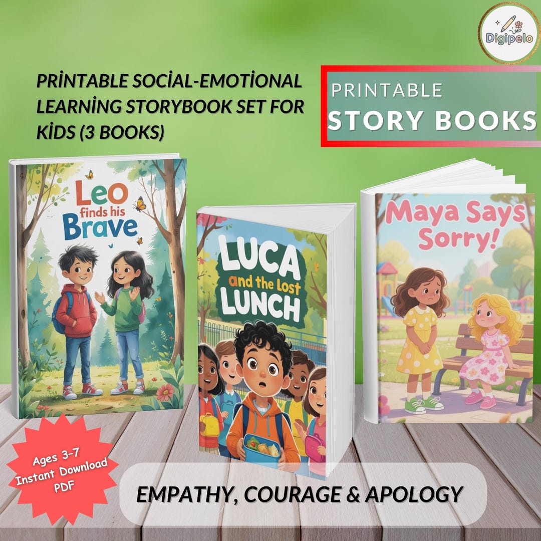 Printable Social-emotional Learning Storybook Set for Kids (3 Books ...