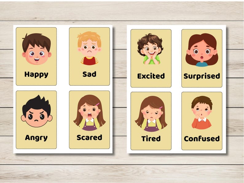 Printable Emotions Flash Cards – 20 Pastel Kids Feelings Cards ...
