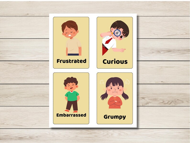 Printable Emotions Flash Cards – 20 Pastel Kids Feelings Cards ...