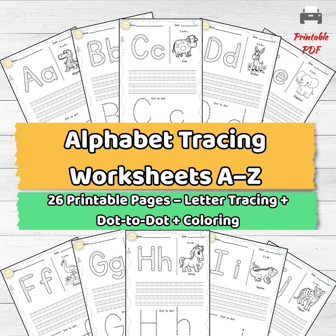 Alphabet Tracing Worksheets A-Z: Preschool Handwriting Practice (PDF ...