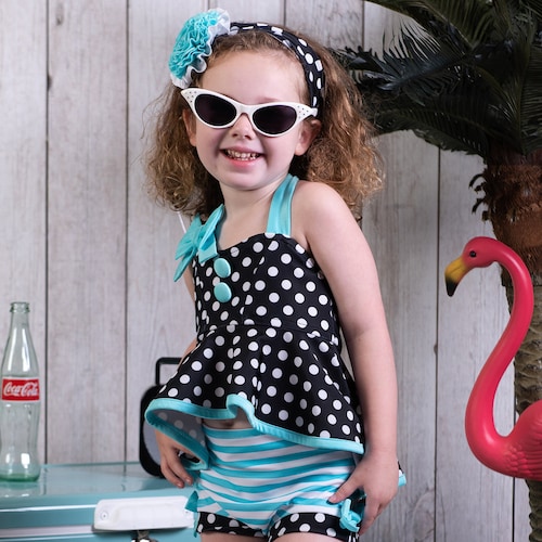 Retro Hi Lo Tankini And High Waisted Trunks In Bubblegum 2020 Etsy