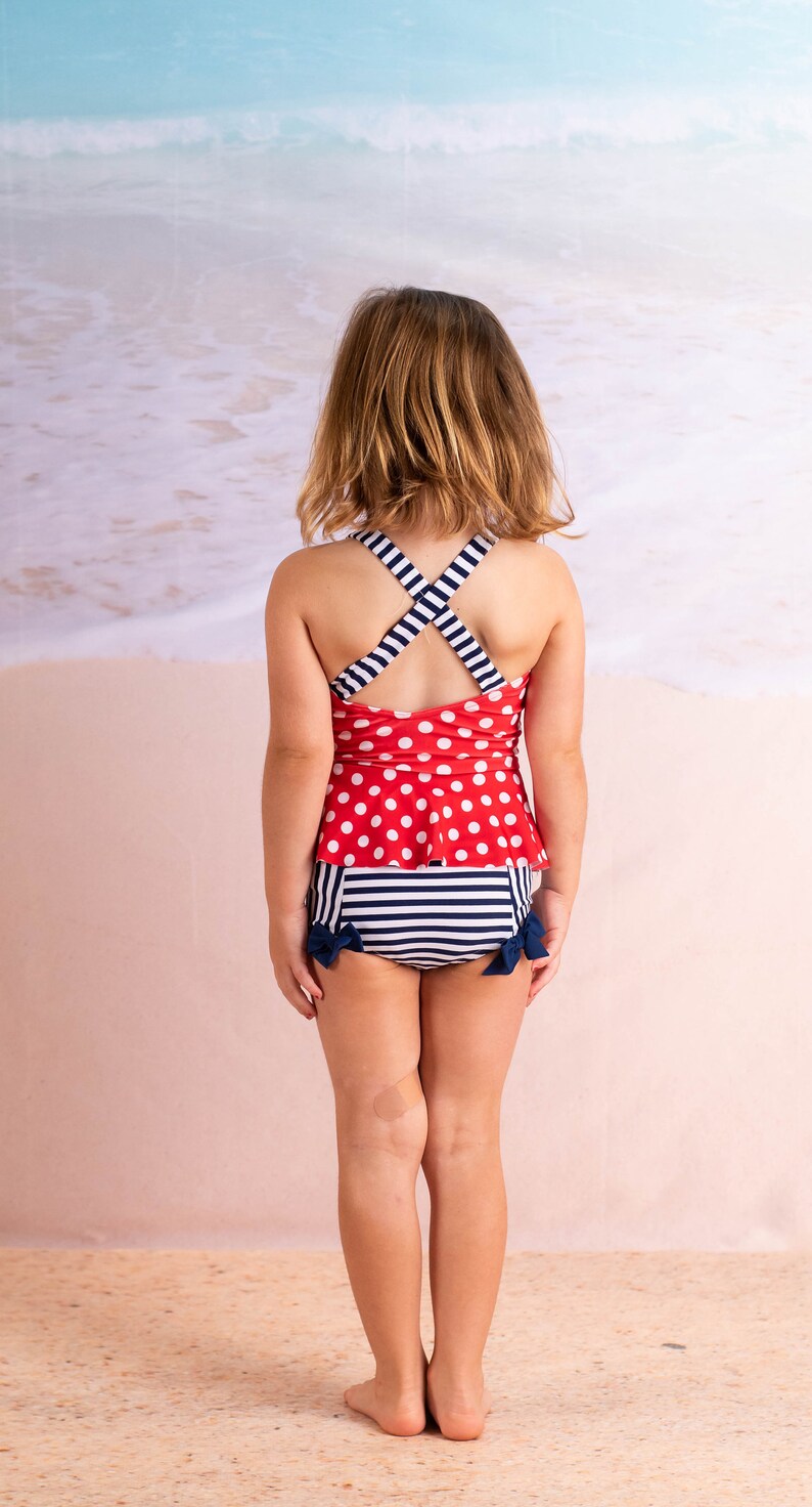 Peplum Tankini And Trunks In Independence 2020 Collection Size Etsy