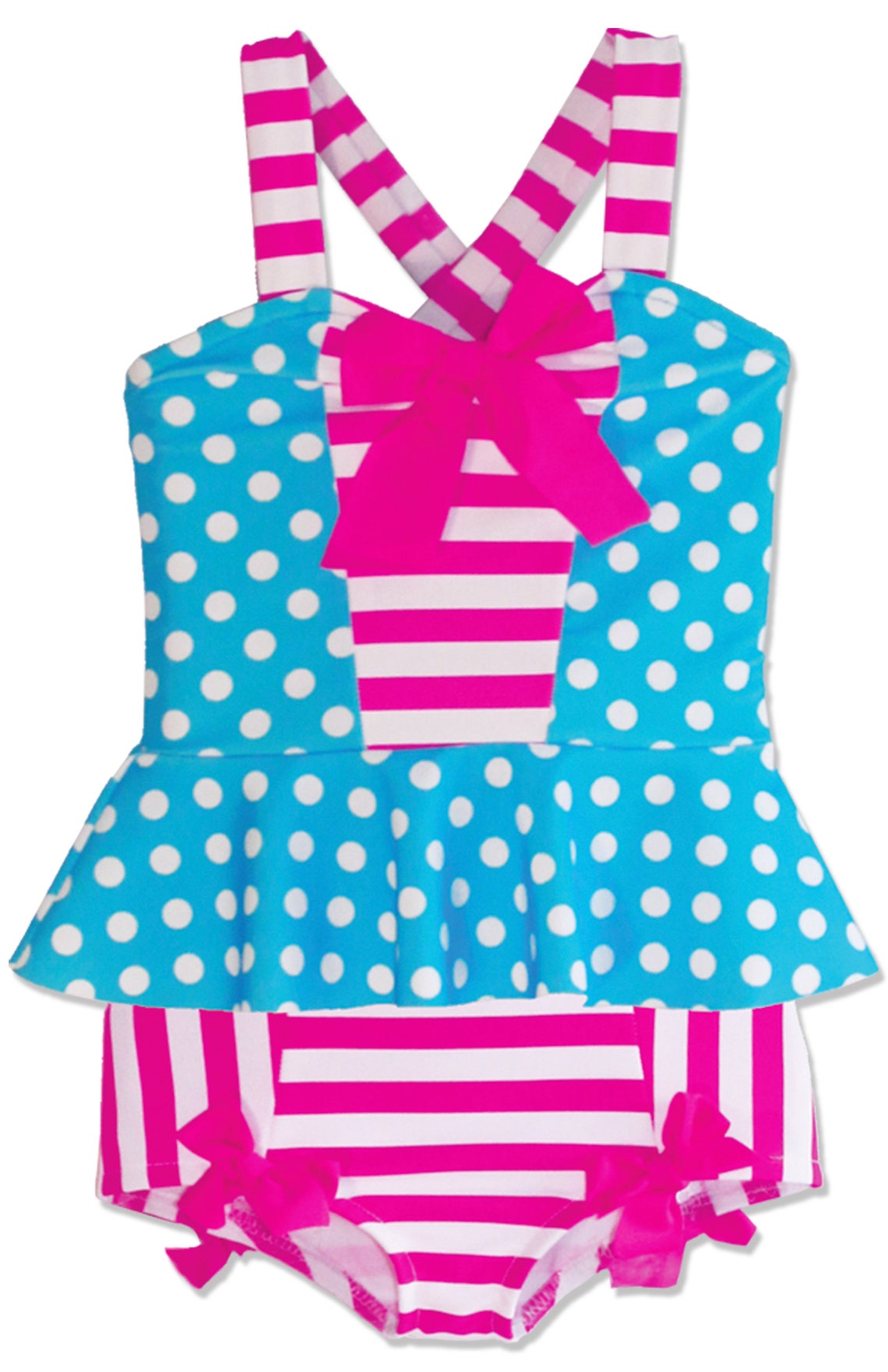 Peplum Tankini And Trunks In Bubblegum 2020 Collection Size 4t Etsy