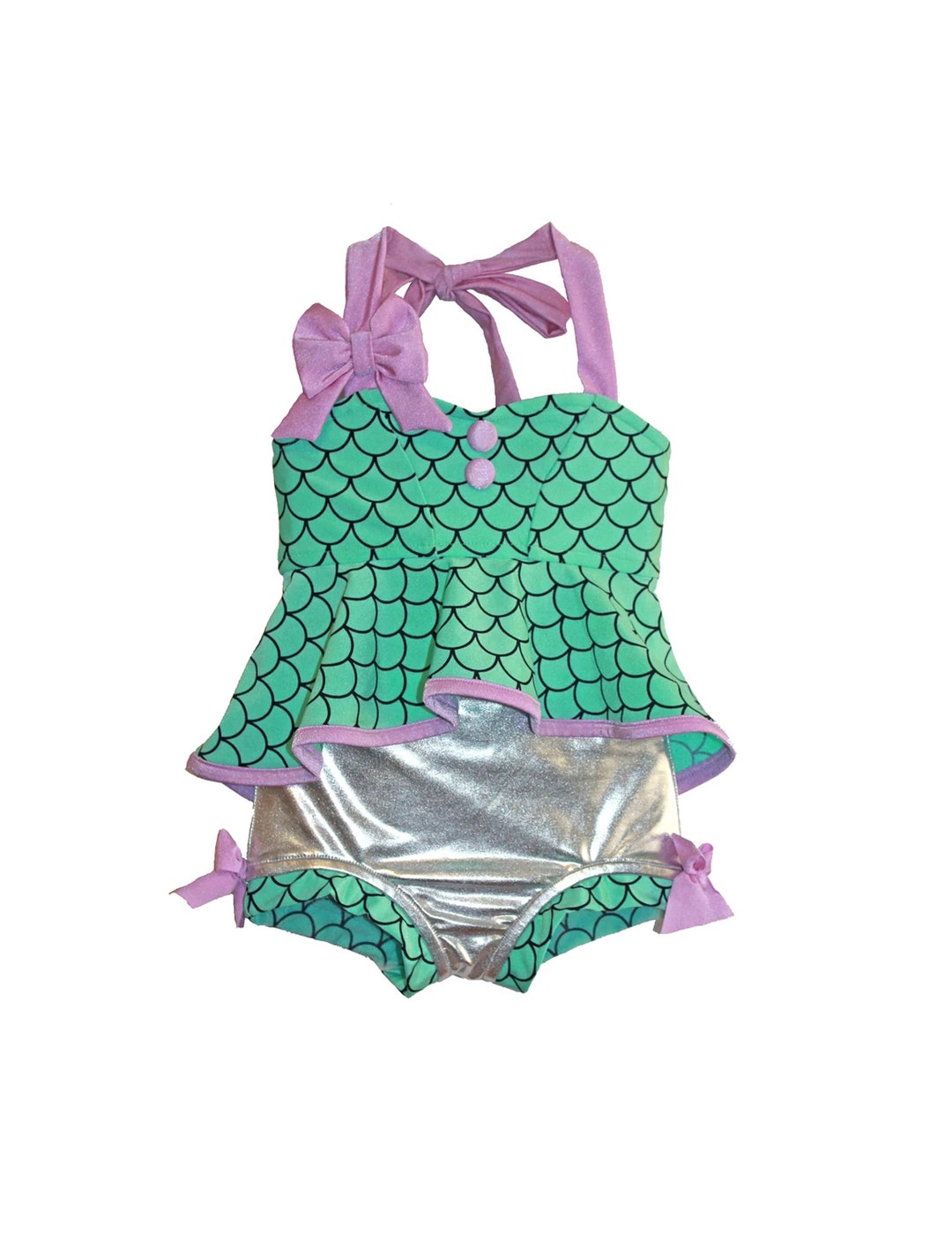 Retro Hi Lo Tankini And High Waisted Trunks In Mermaid Size 12 18 Months