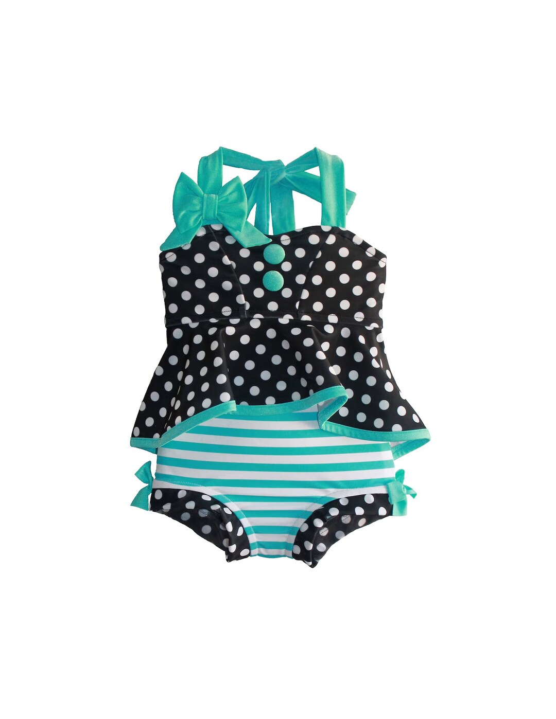 Retro Hi Lo Tankini And High Waisted Trunks In Tidal Wave Size 12 18
