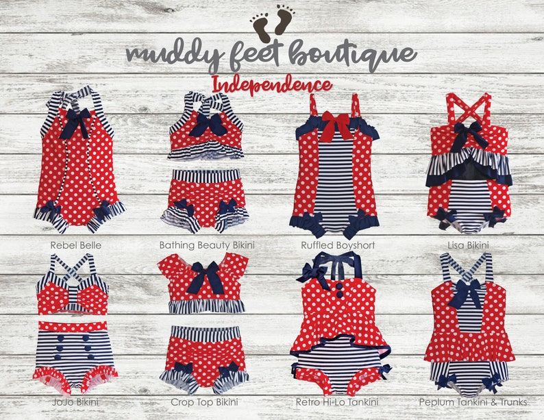 Peplum Tankini And Trunks In Independence 2020 Collection Size Etsy