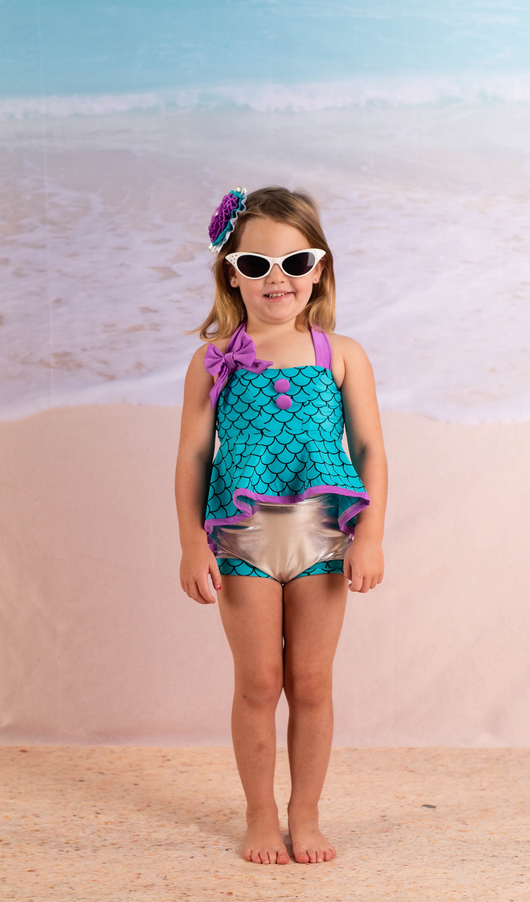 Retro Hi Lo Tankini And High Waisted Trunks In Mystic Mermaid Etsy