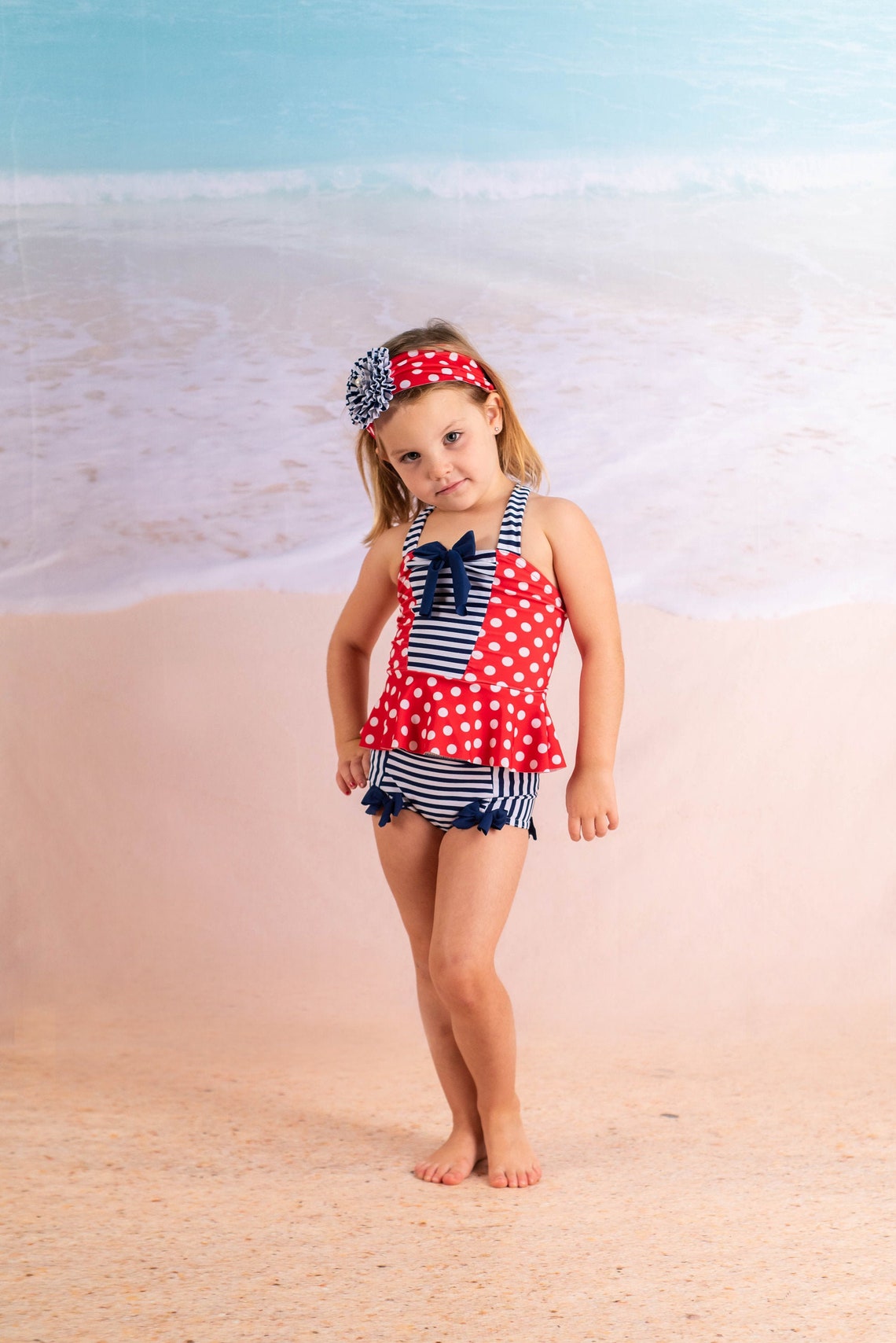 Peplum Tankini And Trunks In Independence 2020 Collection Size Etsy