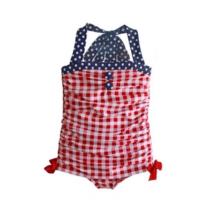 Retro Ruched Swimsuit in American Summer (size 12/18 Months - 12 ...