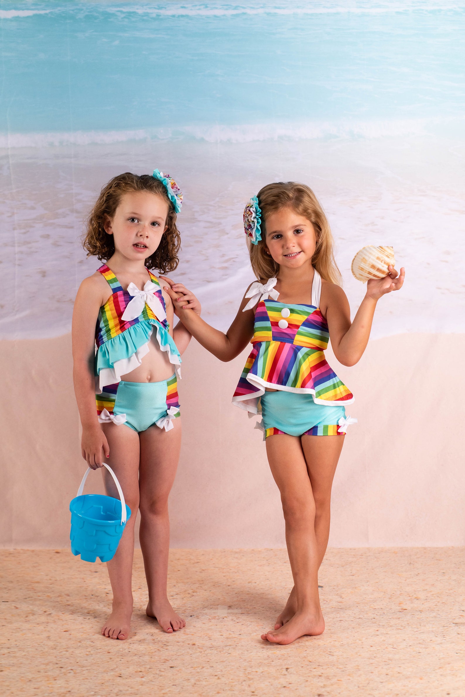 Retro Hi Lo Tankini And High Waisted Trunks In Retro Rainbow Etsy