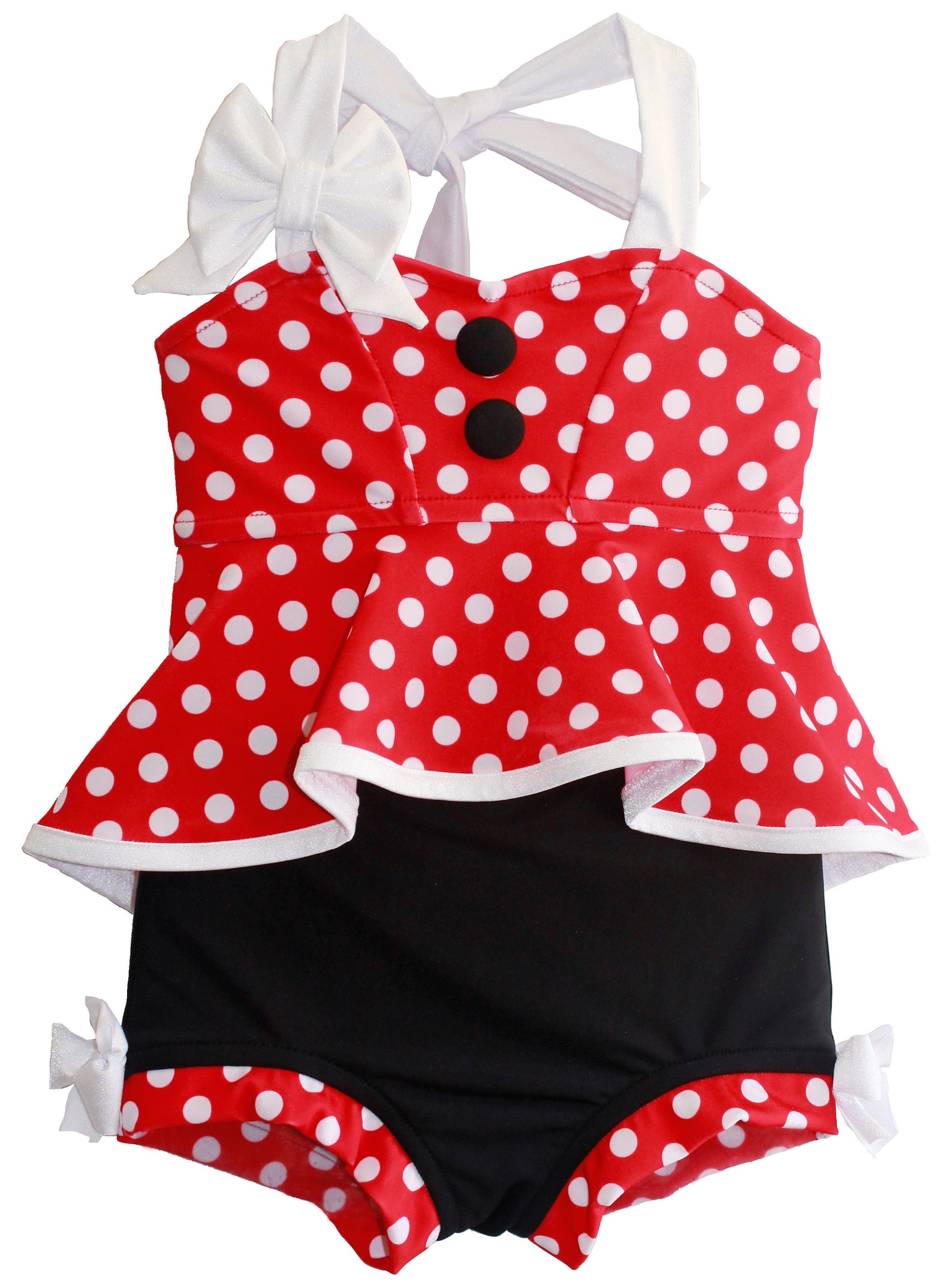 Retro Hi Lo Tankini And High Waisted Trunks In Minnie Size Etsy
