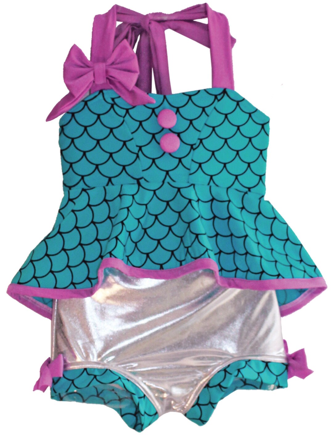 Retro Hi Lo Tankini And High Waisted Trunks In Mystic Mermaid Etsy