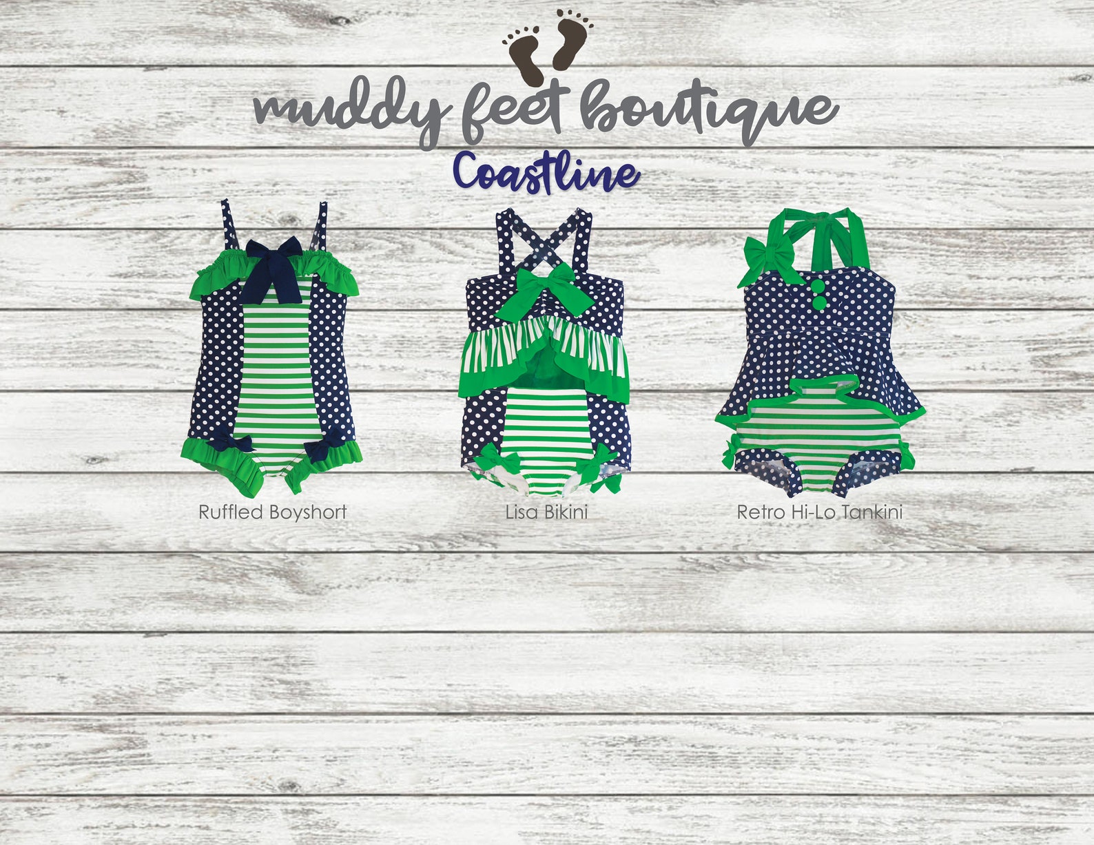Retro Hi Lo Tankini And High Waisted Trunks In Coastline 2020 Etsy