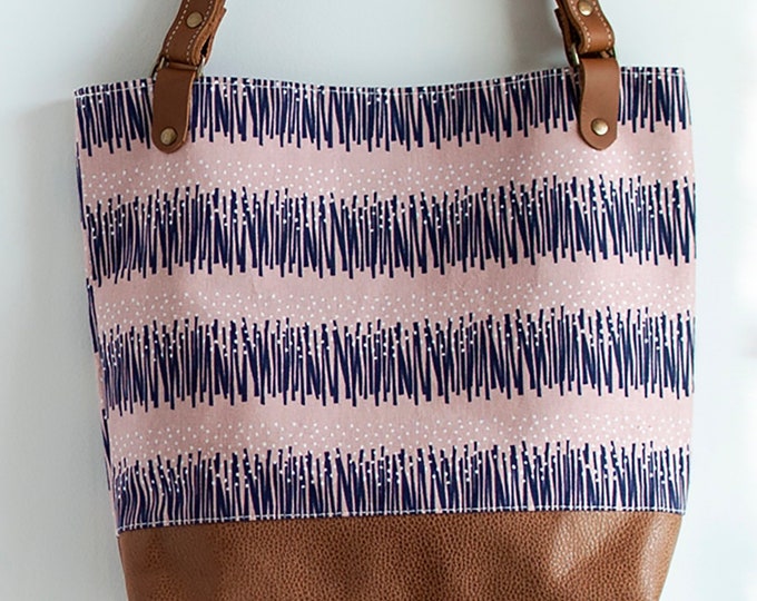 Large Tote/spring Shoulder Bag/leather Bag/canvas and Leather Bag - Etsy