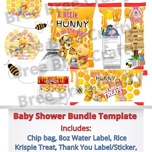 Winnie the Pooh. EDITABLE Baby Shower BUNDLE- Edit Yourself in Canva - Etsy