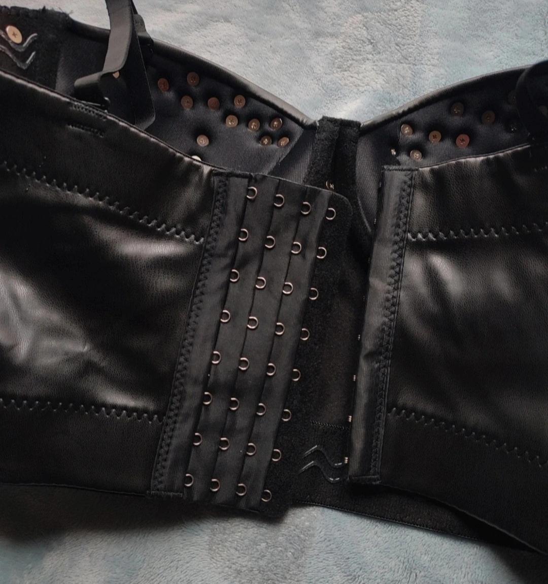 Spiked Faux Leather Leopard Print Bustier Corset Top With Front Laces ...