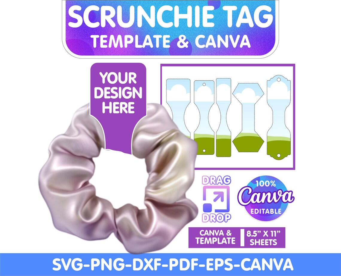 Scrunchie Tag Template: Canva & SVG Printable Labels (instant Download ...