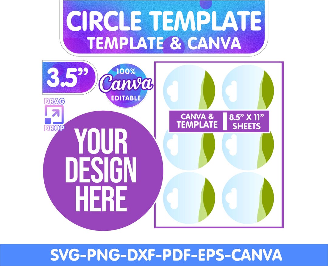3.5” Circle Template for Canva, Circle Label Template, Printable Round ...