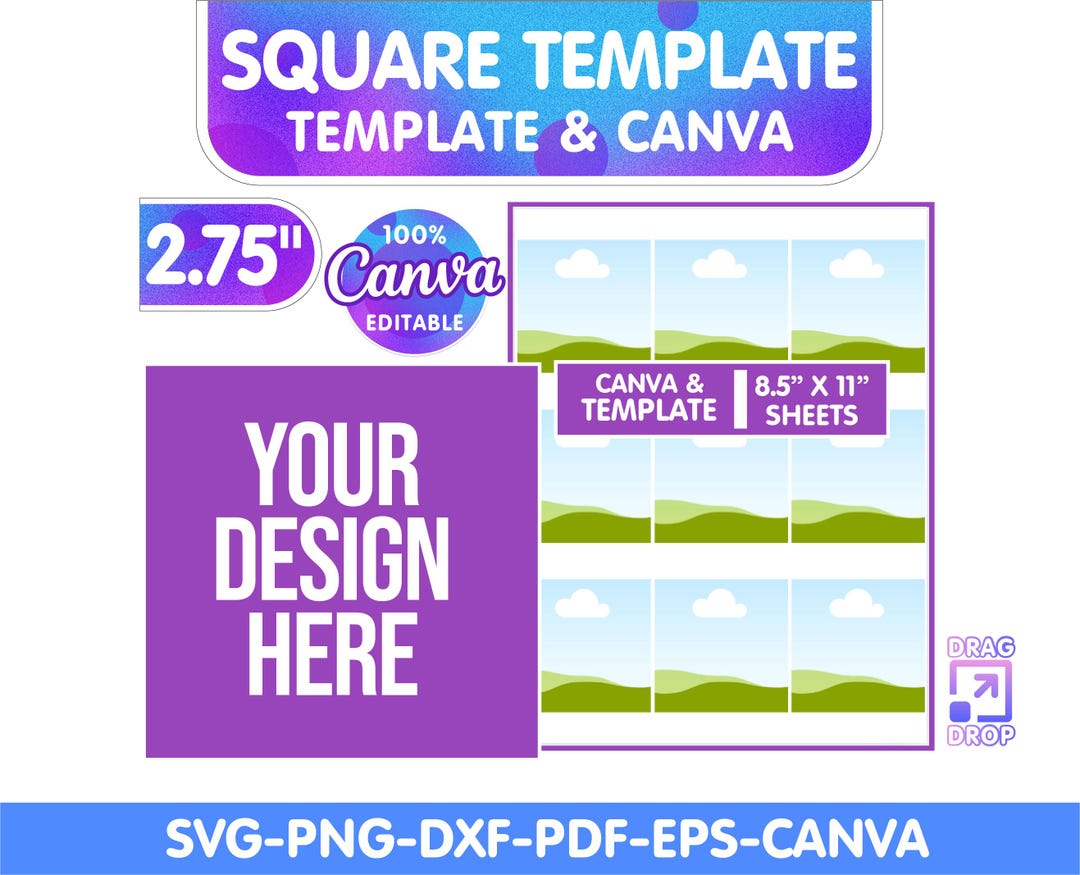 2.75 X 2.75 Square Template – Editable SVG, Square Sticker Template ...