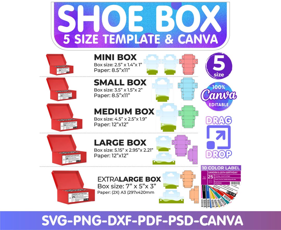 Shoe Box Template, Shoe Box Svg, Sneaker Box Template, Shoe Box ...