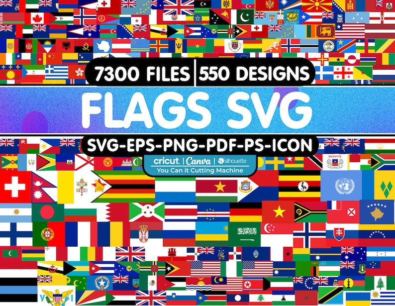 Flags SVG Bundle, Flag PNG, 550 World Flags SVG Bundle | 7300 Files ...