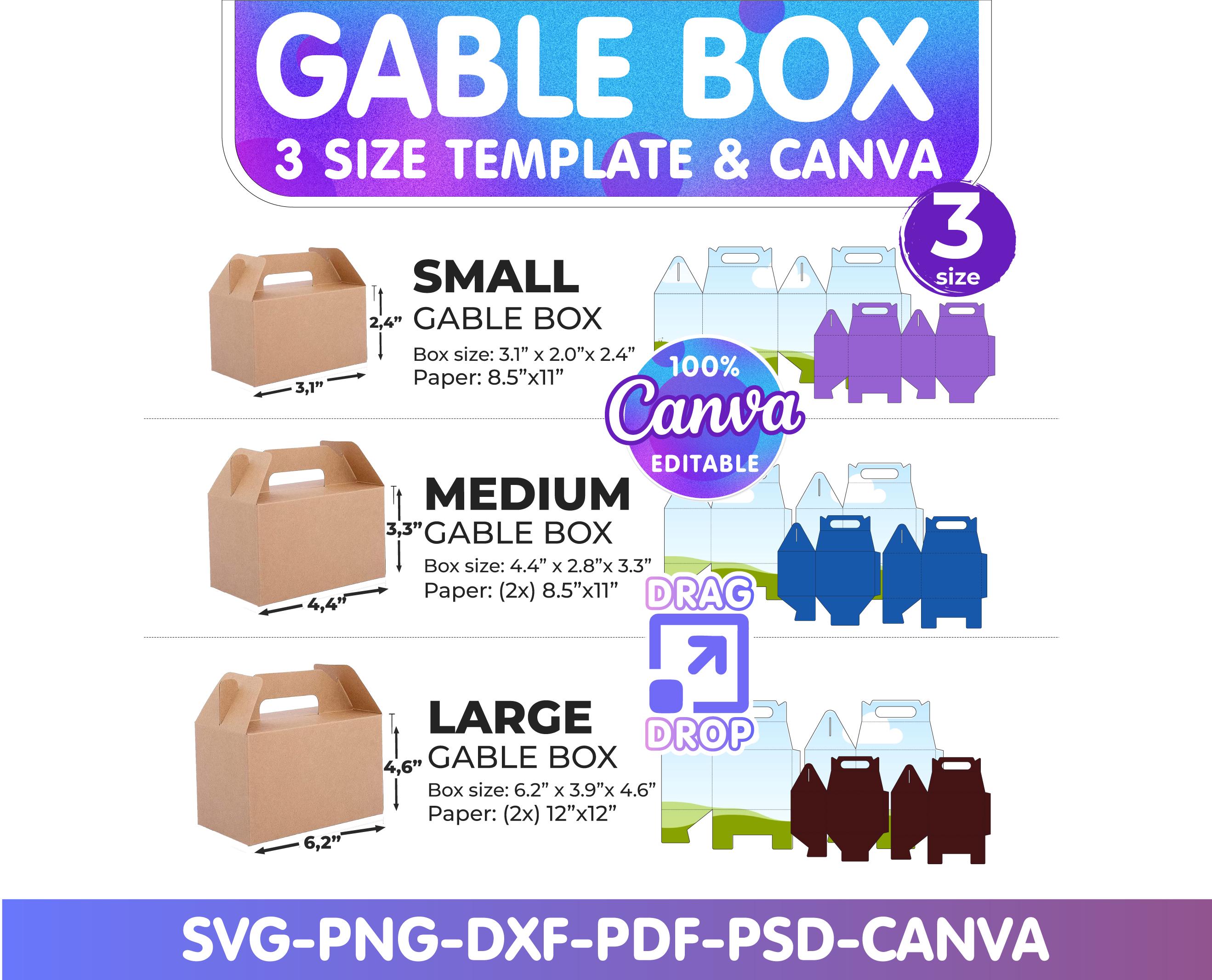 Gable Box Template Bundle, Gable Box Svg, Box Template, Gift Box Svg, 3 ...