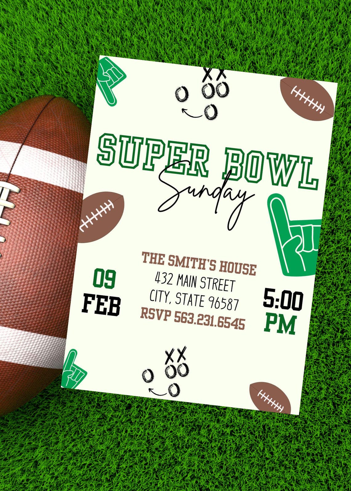 Football Birthday Party, Super Bowl, Digital Template - Etsy