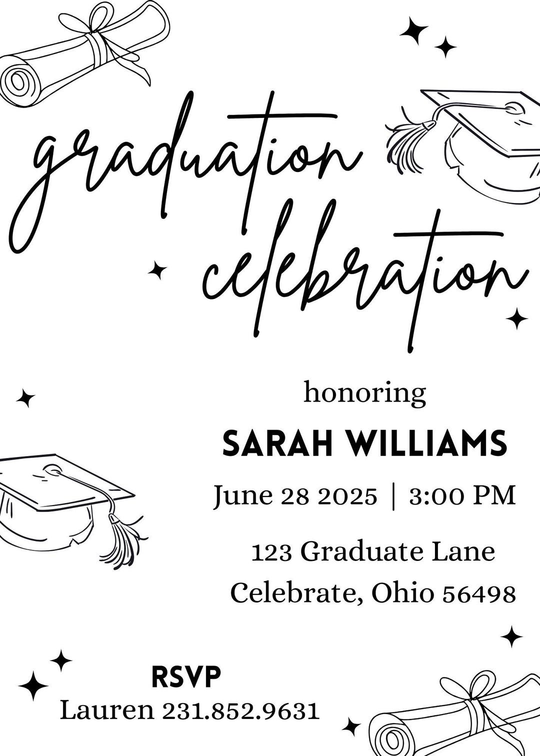 Graduation Celebration, Party, Digital Template - Etsy