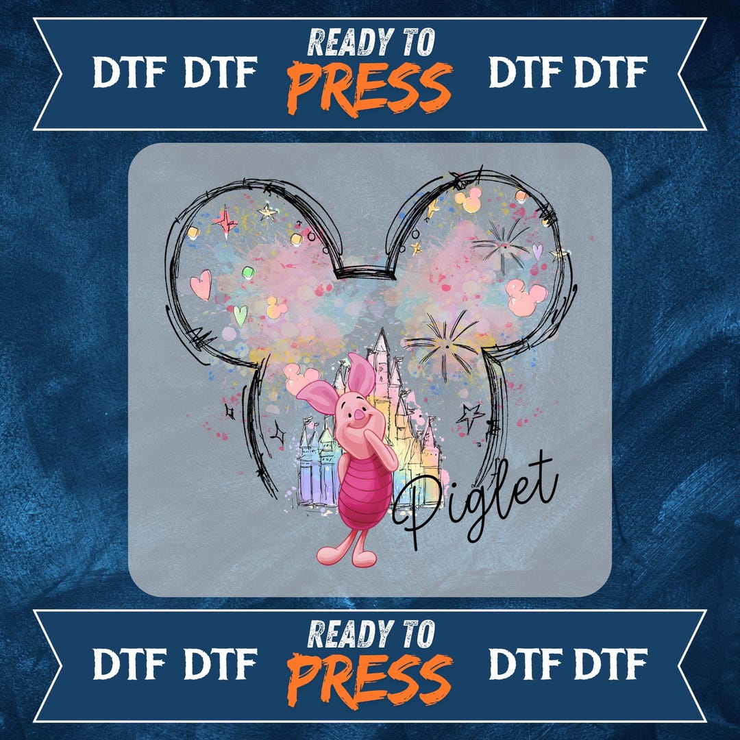 Piglet DTF Transfer, Winnie, Eeyore, Tigger, Mickey Head, Ready to ...