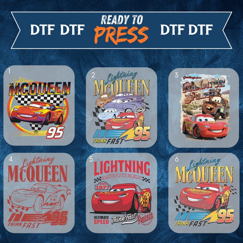 Cars DTF Transfer Bundle: Mcqueen and Mater, Ready to Press - Etsy