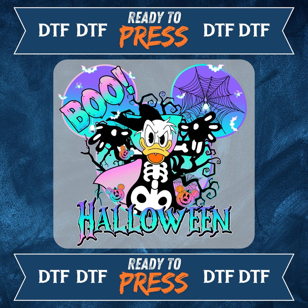 Donald Duck Halloween DTF Transfer: Spooky Vampire Skeleton Design - Etsy