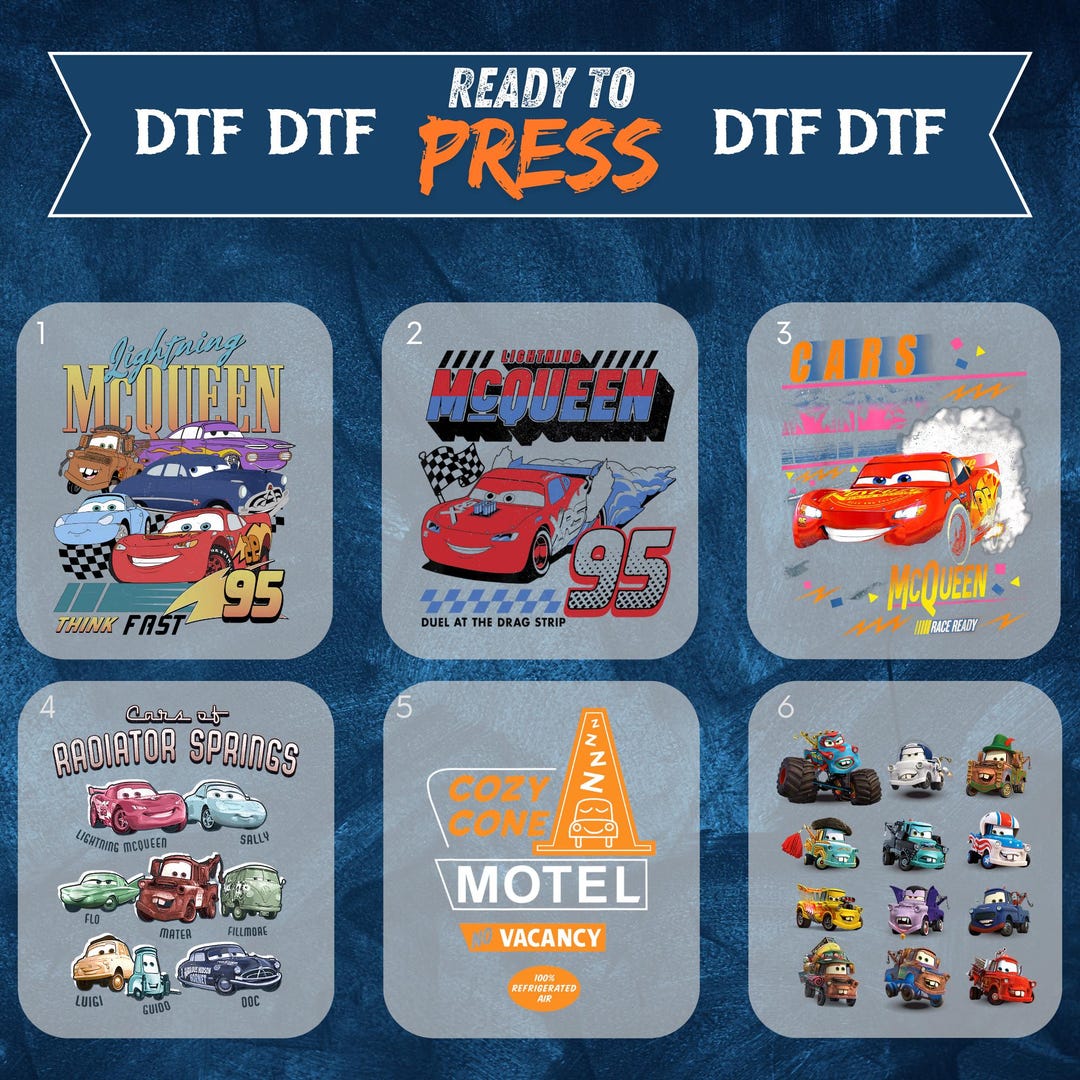 Lightning Mcqueen DTF Transfer Bundle: Cars Ready to Press - Etsy