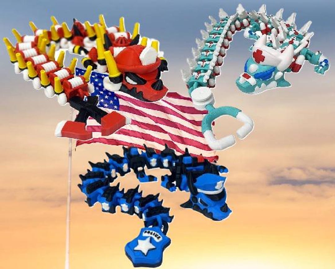 First Responder Theme 3d-printed Dragon- Firefighter, Nurse, Cop ...