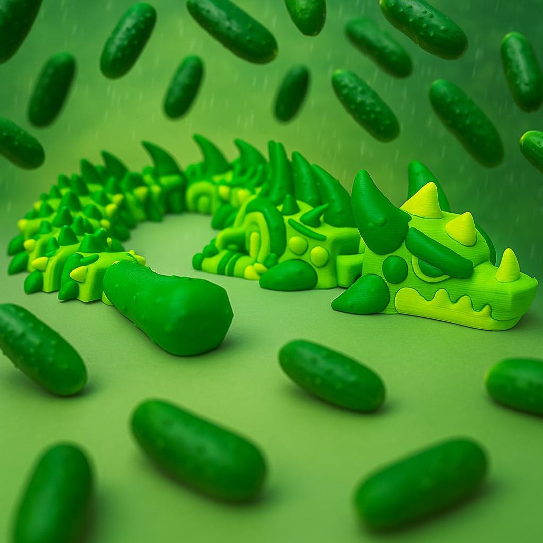 Pickle Dragon - Fantasy Figurine, Steven Wolf; 3D Printed Articulated ...